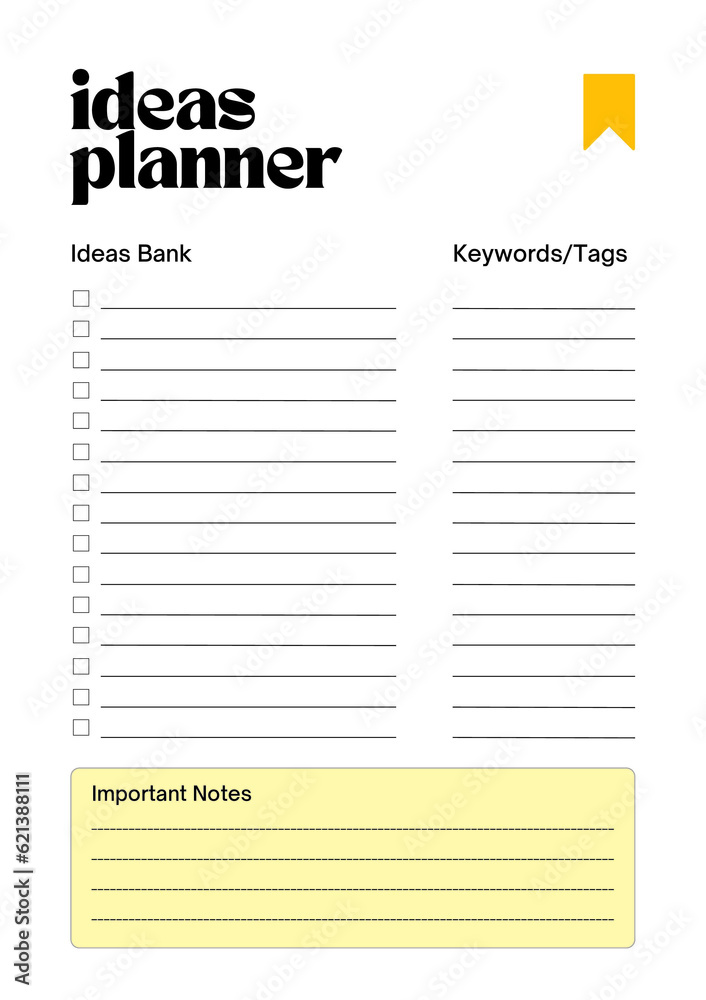 Idea planner digital planning insert sheet printable page template ...