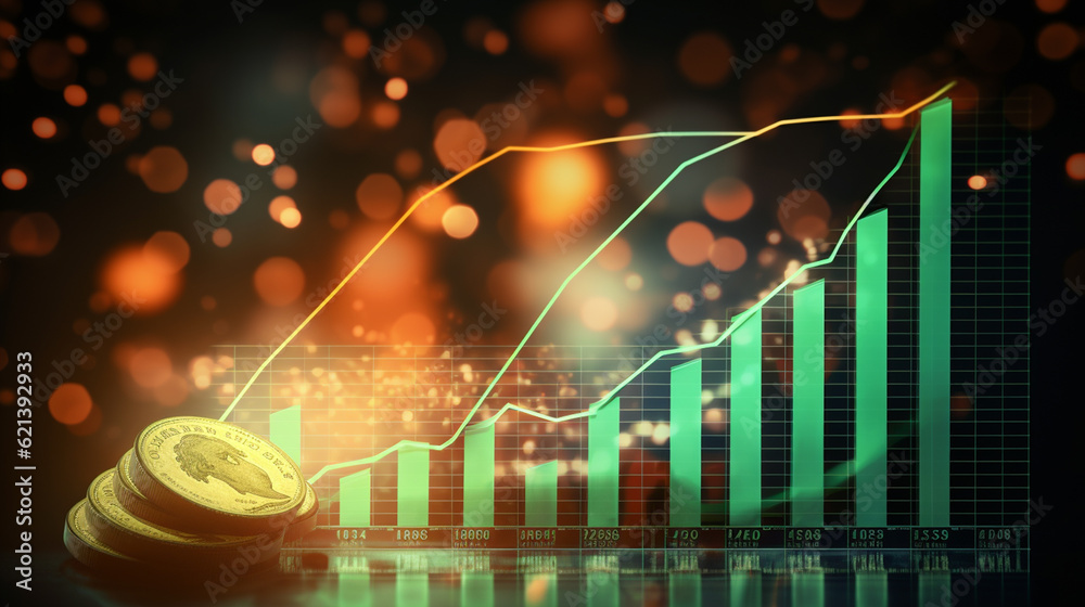 Growth dollar business success arrow sign on economy, profit background ...