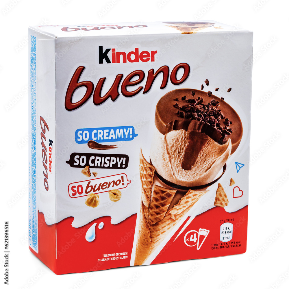 Ferrero Kinder Bueno,pack of 4 ice creams,Italian product isolated on ...