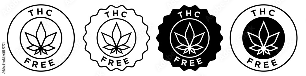 THC Free icon set collection. vector sign symbol of no thc cannabis ...