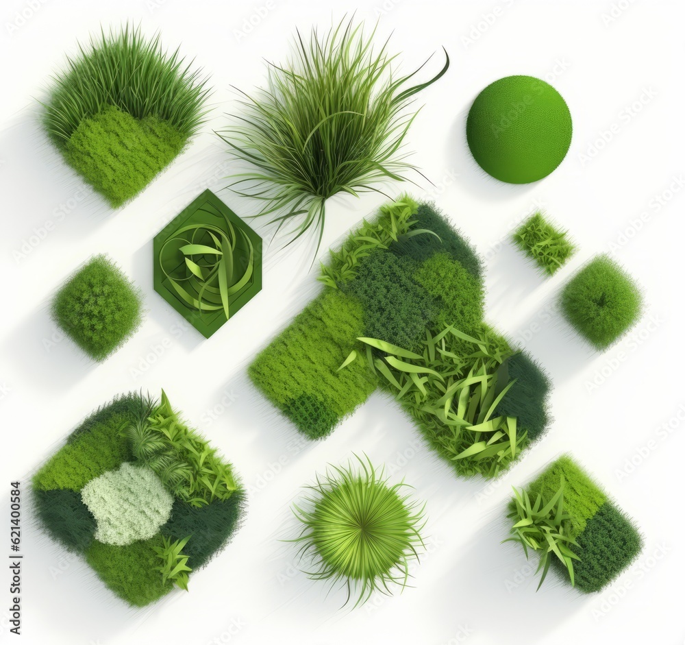 Beautiful 3D Lawn Grass Shapes on White Background - Perfect for ...