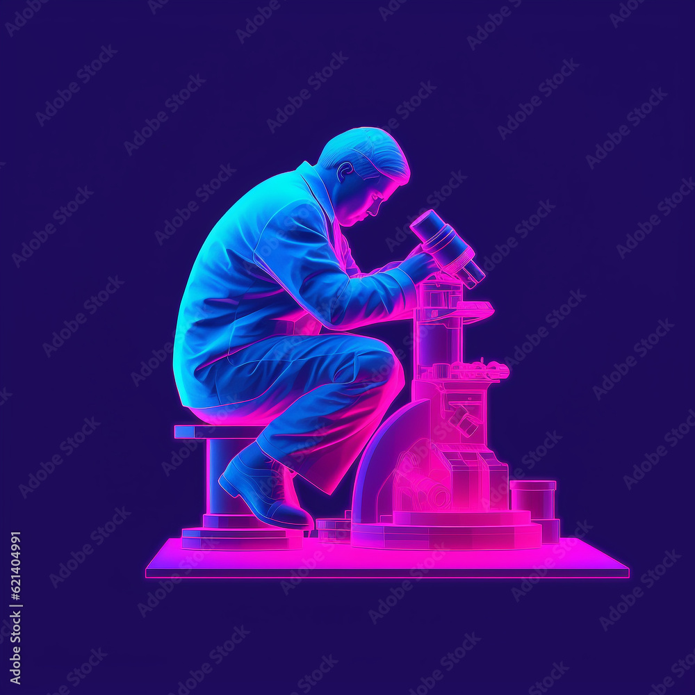 AI-Generated poster of scientist biologist using scanning electron ...