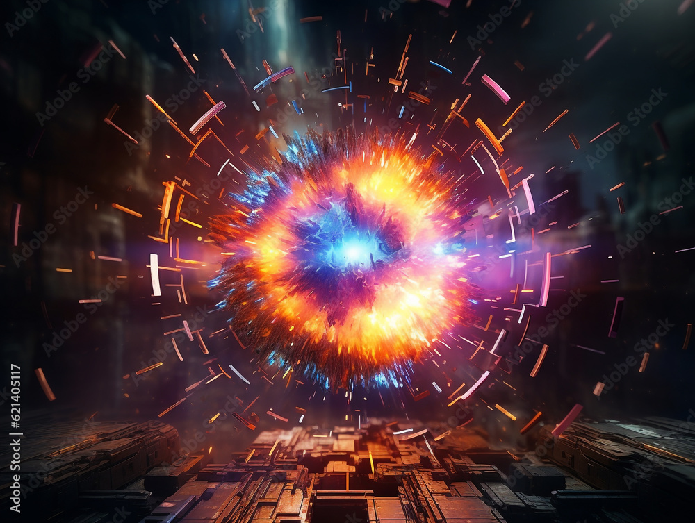 Explosion of a quantum portal, opening of a breach in space-time ...