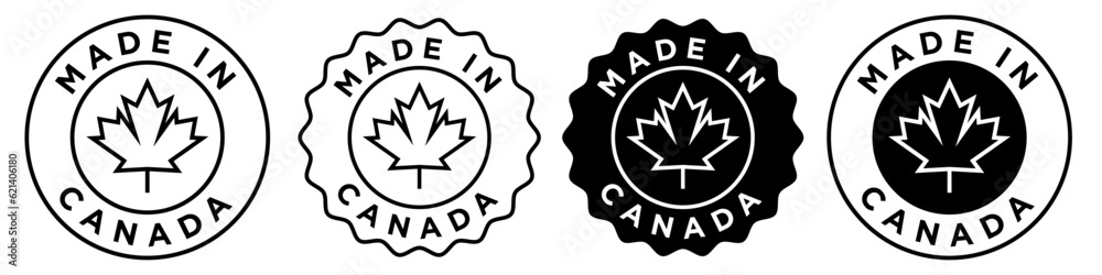 Vetor de Made in Canada icon set collection. Vector emblem badge stamp ...