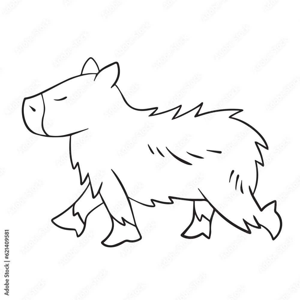 Capybara wild animals vector illustration black outlined drawing ...
