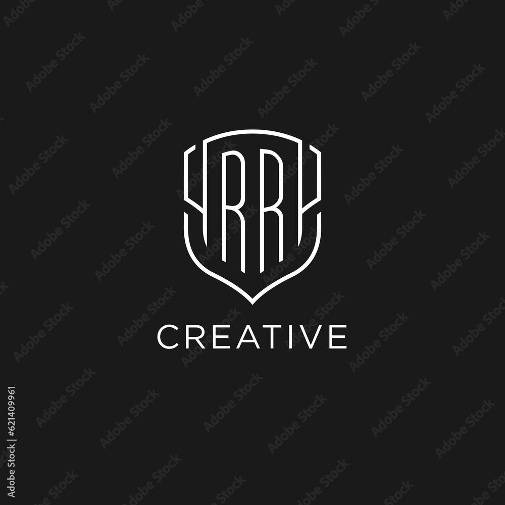 Initial RR logo monoline shield icon shape with luxury style Stock ...