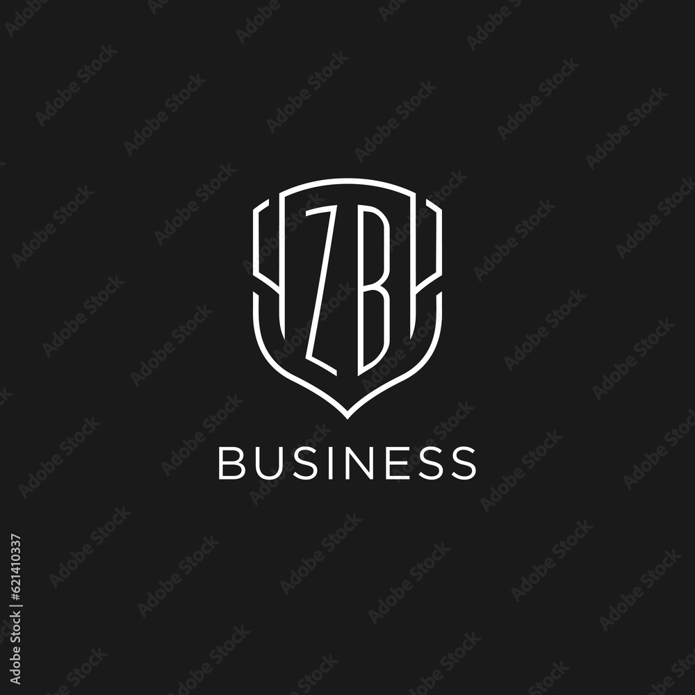 Initial ZB logo monoline shield icon shape with luxury style Stock ...