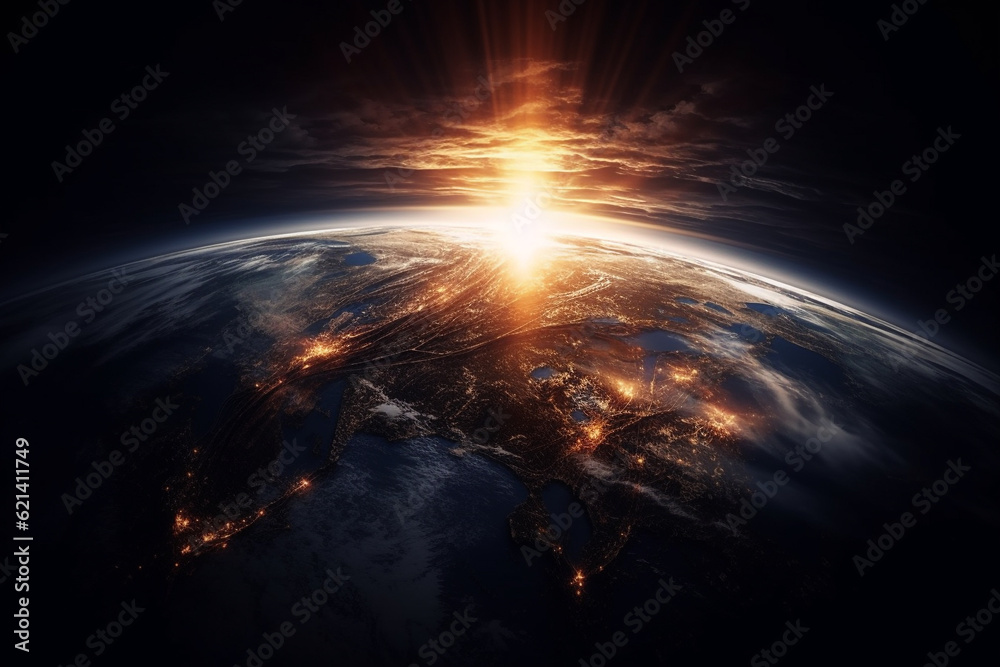 Apocalypse, fire and melting of planet earth. Global warming of the ...