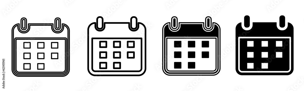 Black and white illustration of a calendar. Calendar icon collection ...