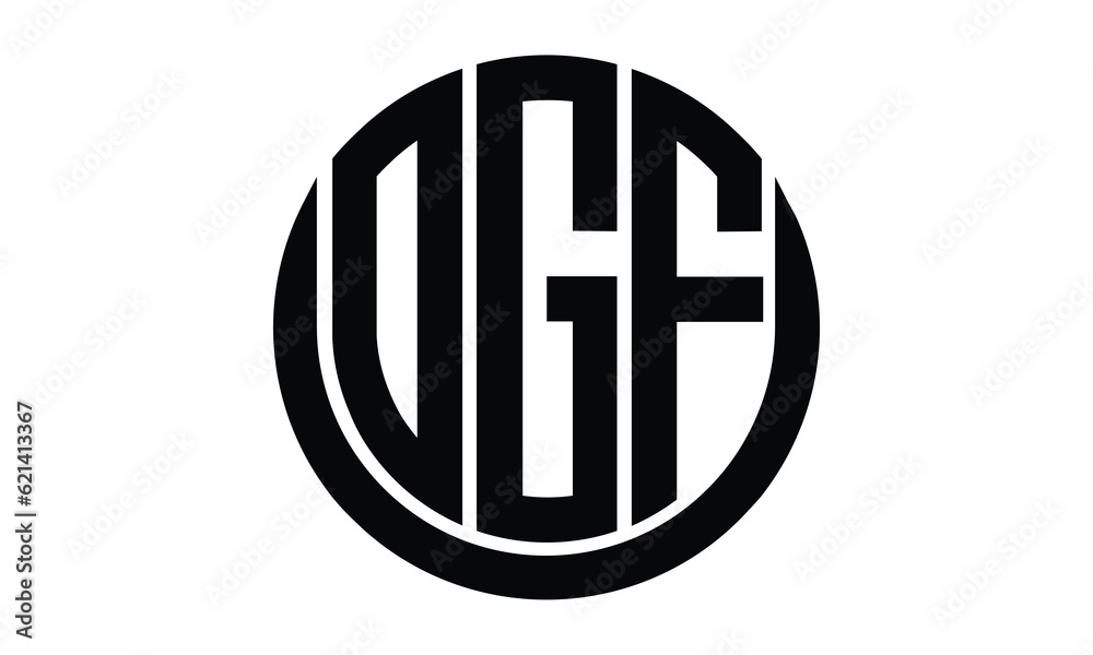 OGF shield in circle logo design vector template. lettermrk, wordmark ...
