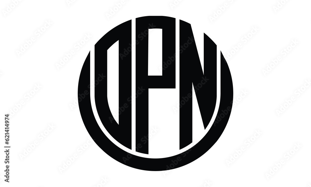 OPN shield in circle logo design vector template. lettermrk, wordmark ...