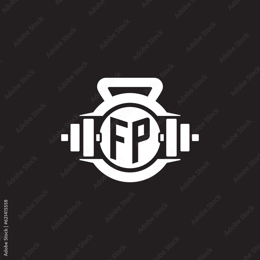 Initial FP logo design ideas with simple dumbbell and kettlebell icon ...