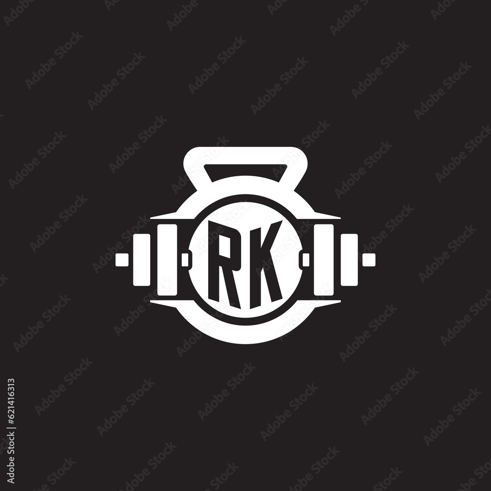 Initial RK logo design ideas with simple dumbbell and kettlebell icon ...