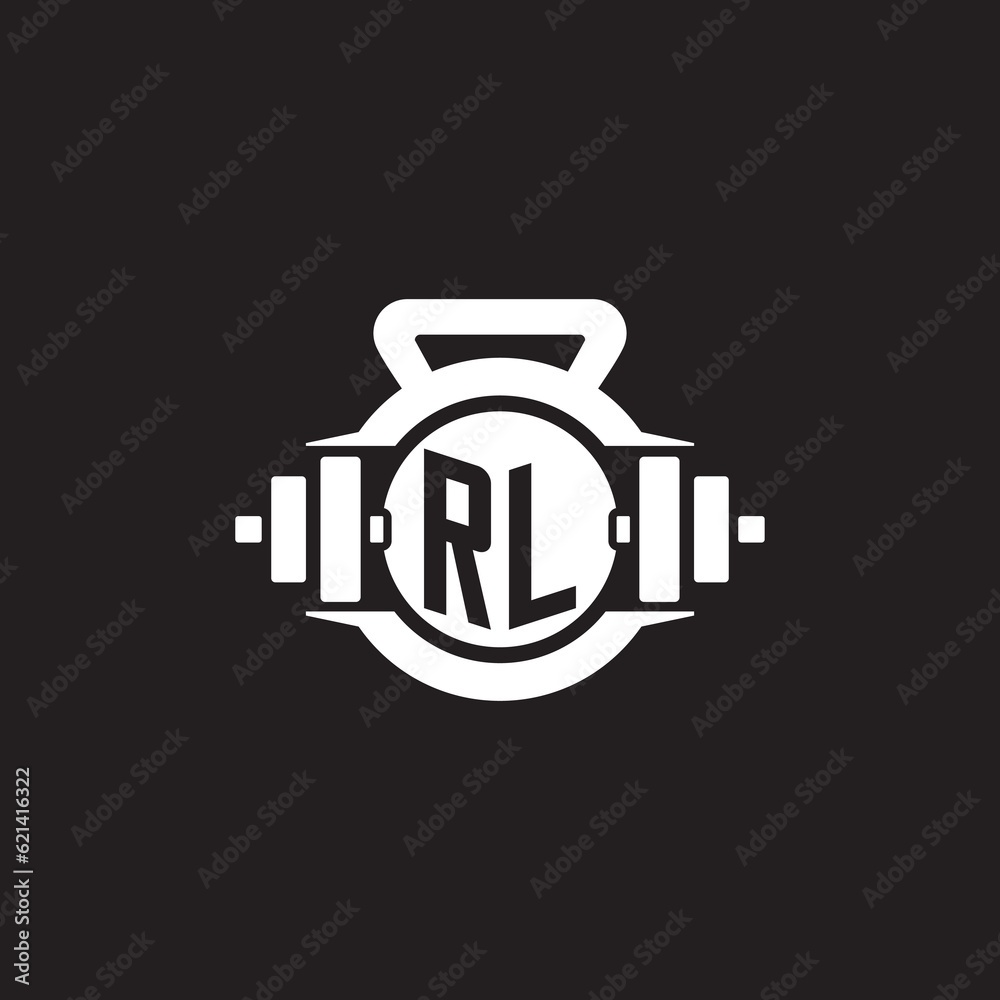 Initial RL logo design ideas with simple dumbbell and kettlebell icon ...