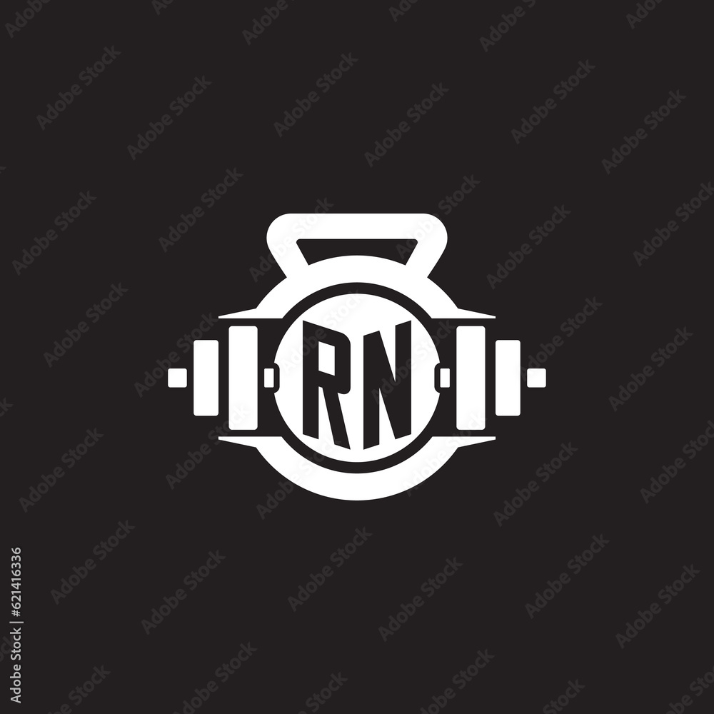 Initial RN logo design ideas with simple dumbbell and kettlebell icon ...