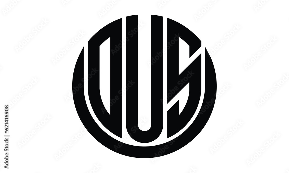 OUS shield in circle logo design vector template. lettermrk, wordmark ...