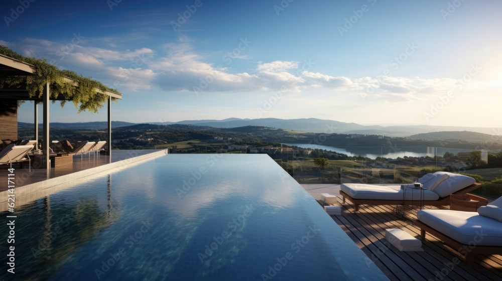 Infinity pool that appears to merge with the horizon, offering stunning ...