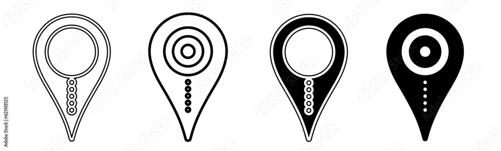Black and white illustration of a location. Location icon collection ...