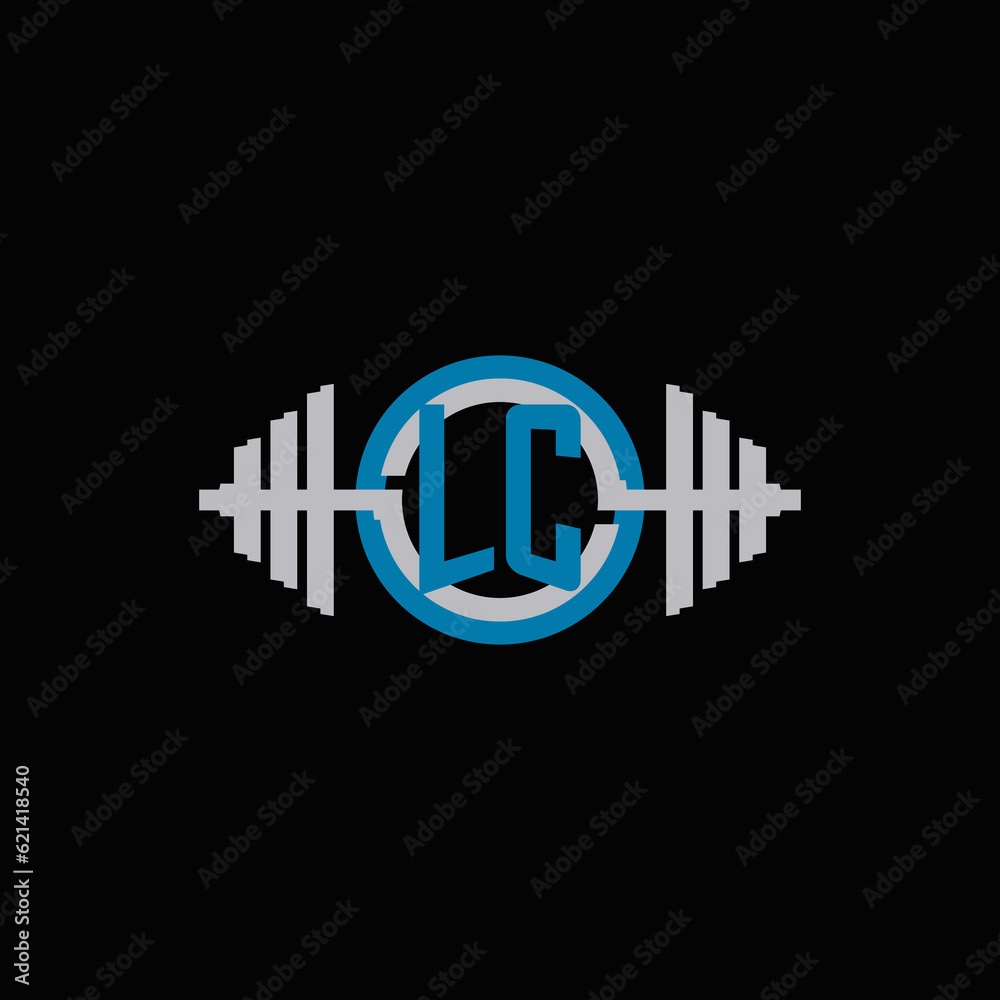 Initial LC logo design with geometric dumbbell and circle line icon ...