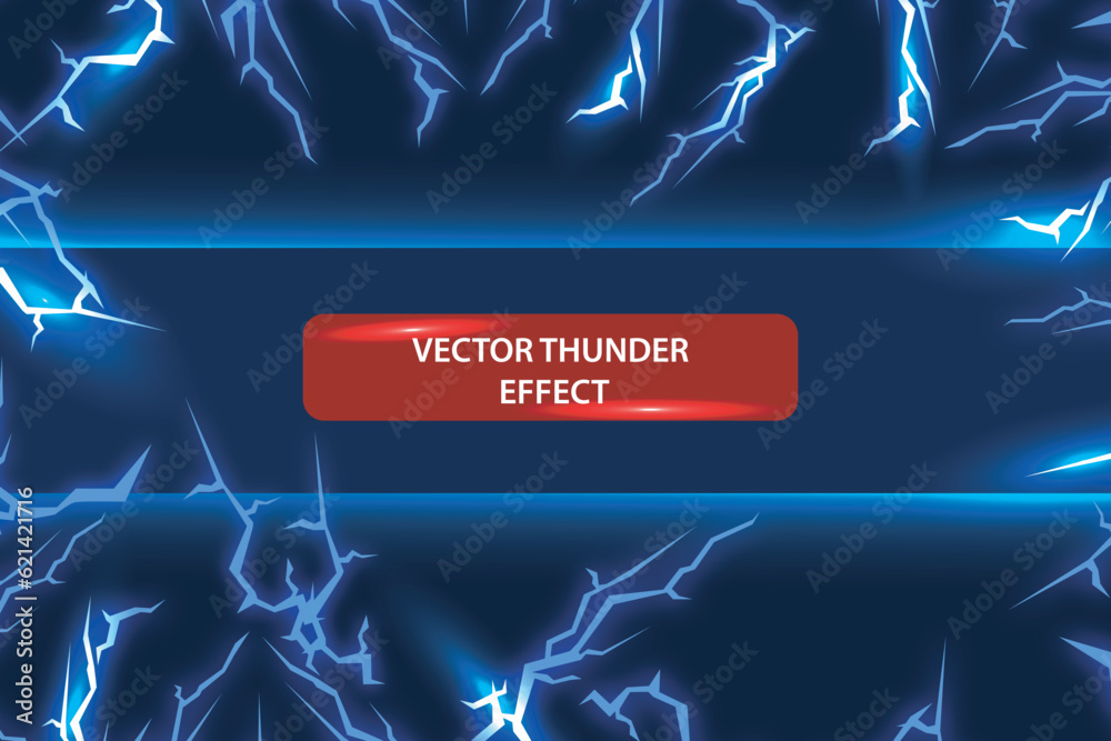 Lightning, blue color electric lightning strike during night storm ...