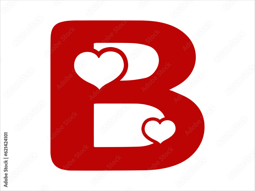 Heart Alphabet Letter B Illustration Stock Vector | Adobe Stock