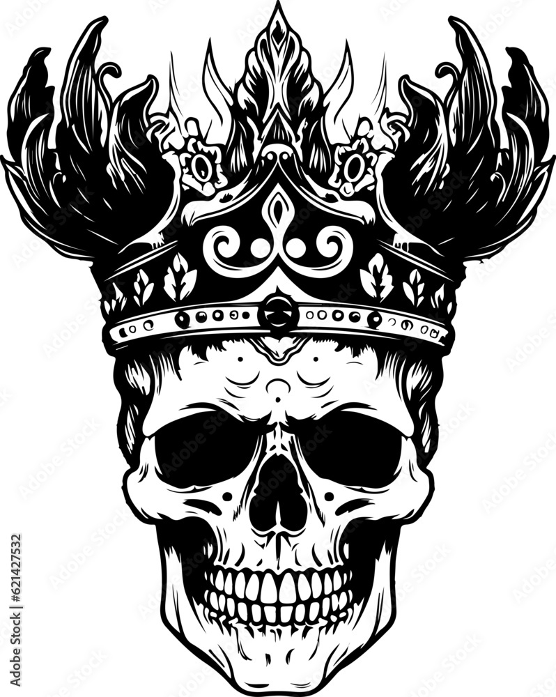 Vetor de Skull with Crown SVG, Skull SVG, Crown SVG, Halloween svg ...