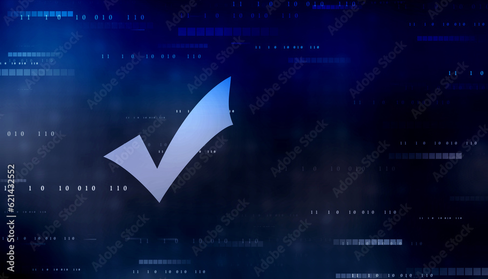 Check mark symbol in digital background, Technology abstract background ...