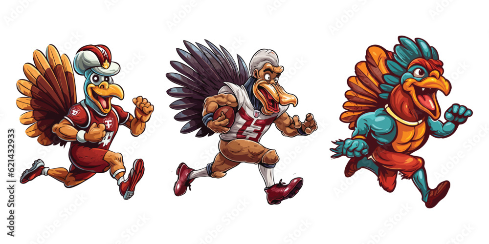 Cartoon turkey running with football shoes on Stock Vector | Adobe Stock