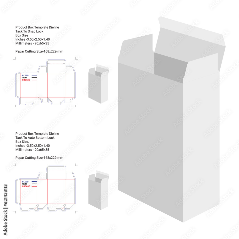 Product Box 3d mockup with Template Dieline Stock Vector | Adobe Stock