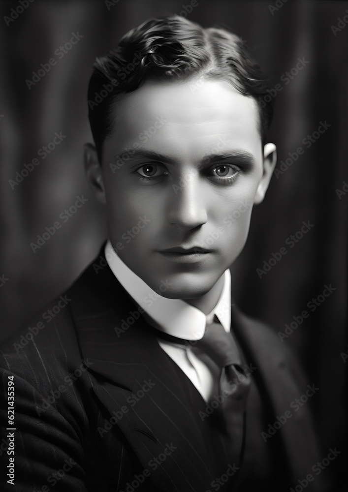vintage male actor headshot from golden age of cinema, black and white ...