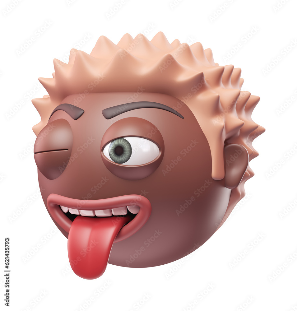 Emoji winking face with tongue of funny black african american man ...