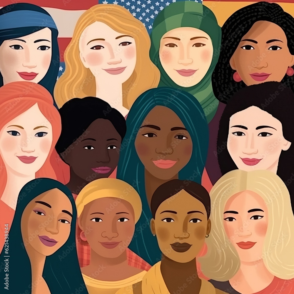 Multi-ethnic beauty. Different ethnicity women: African, Asian, Chinese ...