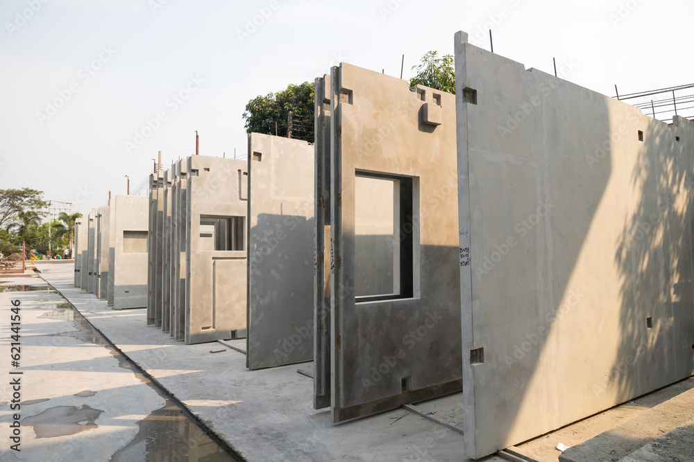 Prefabricated concrete walls for building office buildings and residential houses. Precast ...