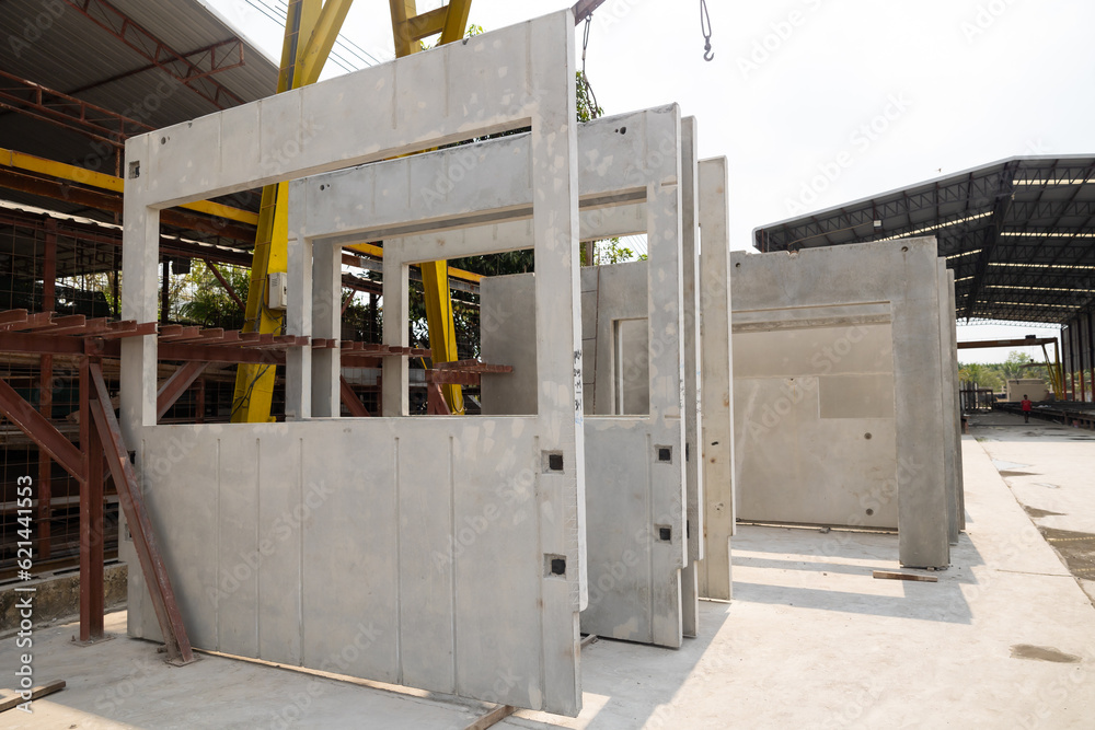 Prefabricated concrete walls for building office buildings and residential houses. Precast ...