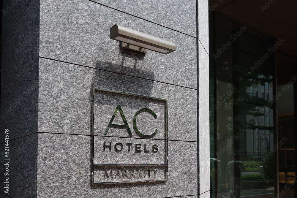 AC Hotel by Marriott Tokyo Ginza outside sign in Tokyo, Japan. June 29 ...