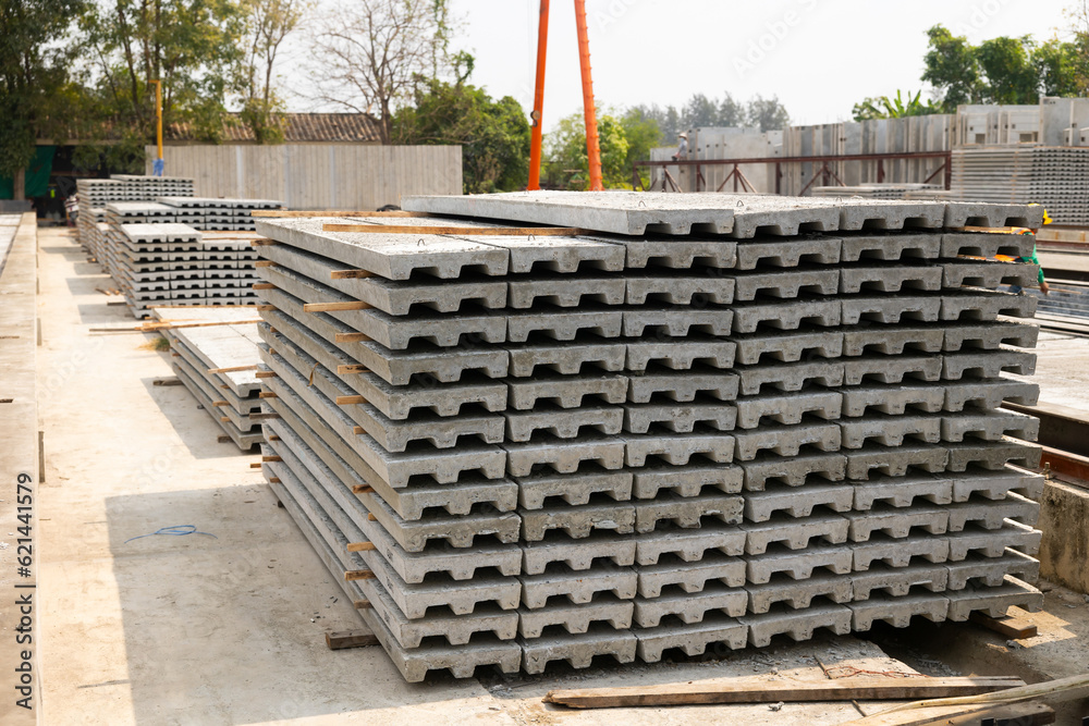 Stack of Prefabricated concrete slabs for building office buildings and ...