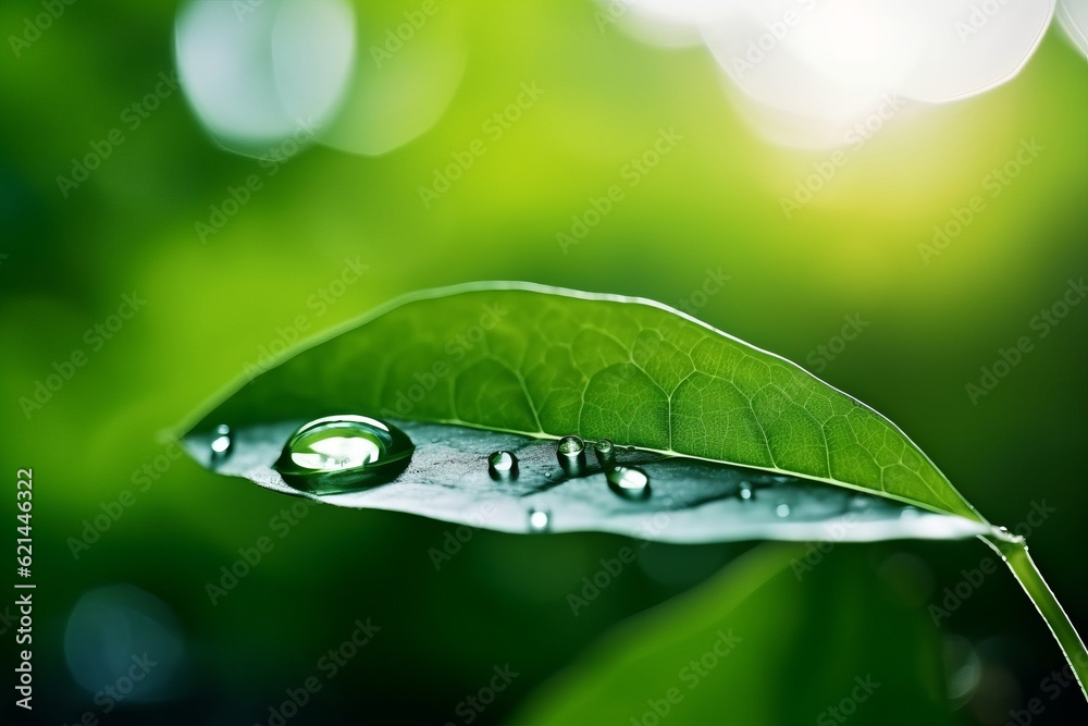 CO2 reducing icon on green leaf with water droplet for decrease CO2 , carbon footprint and ...