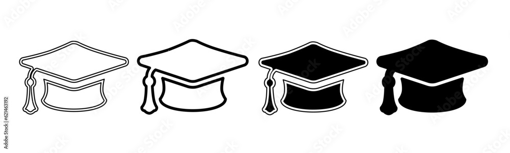 Black and white illustration of a graduation hat. Graduation hat icon ...