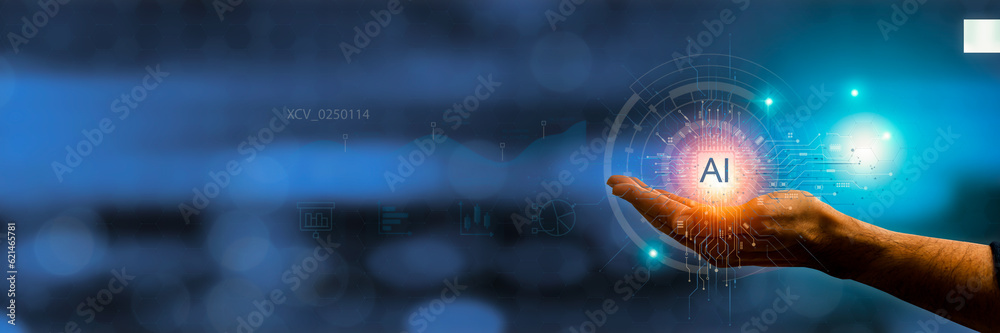 Human hand touching AI icons to help with AI Learning and Artificial ...