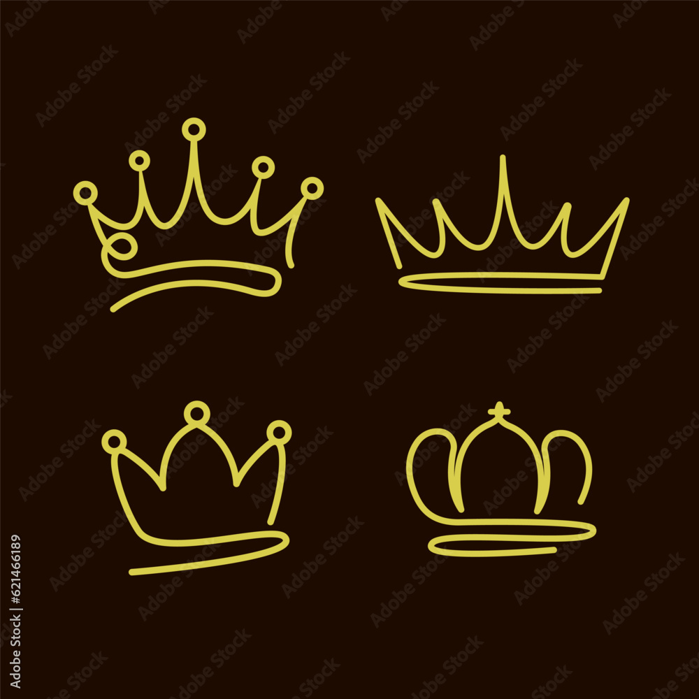 crown Sketch hand drawn line art style design. Simple graffiti ...