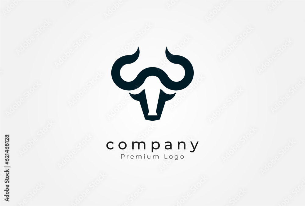 Bull Head Logo, minimalist bull head logo design, vector illustration ...