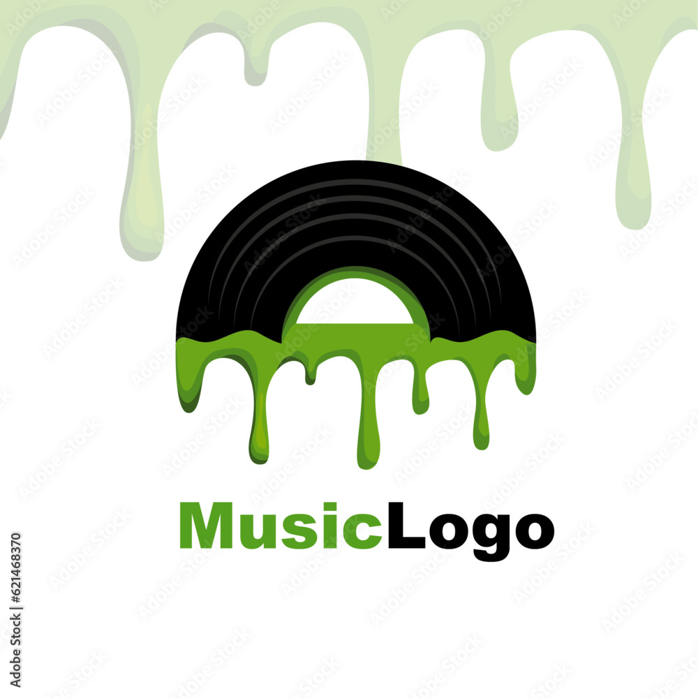 Green music logo with slime. Stock Vector | Adobe Stock