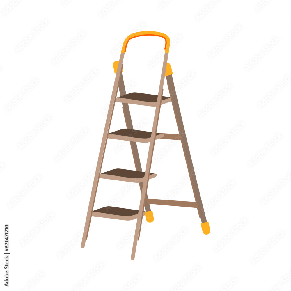 man step ladder cartoon. high stairway, safety career, construction ...