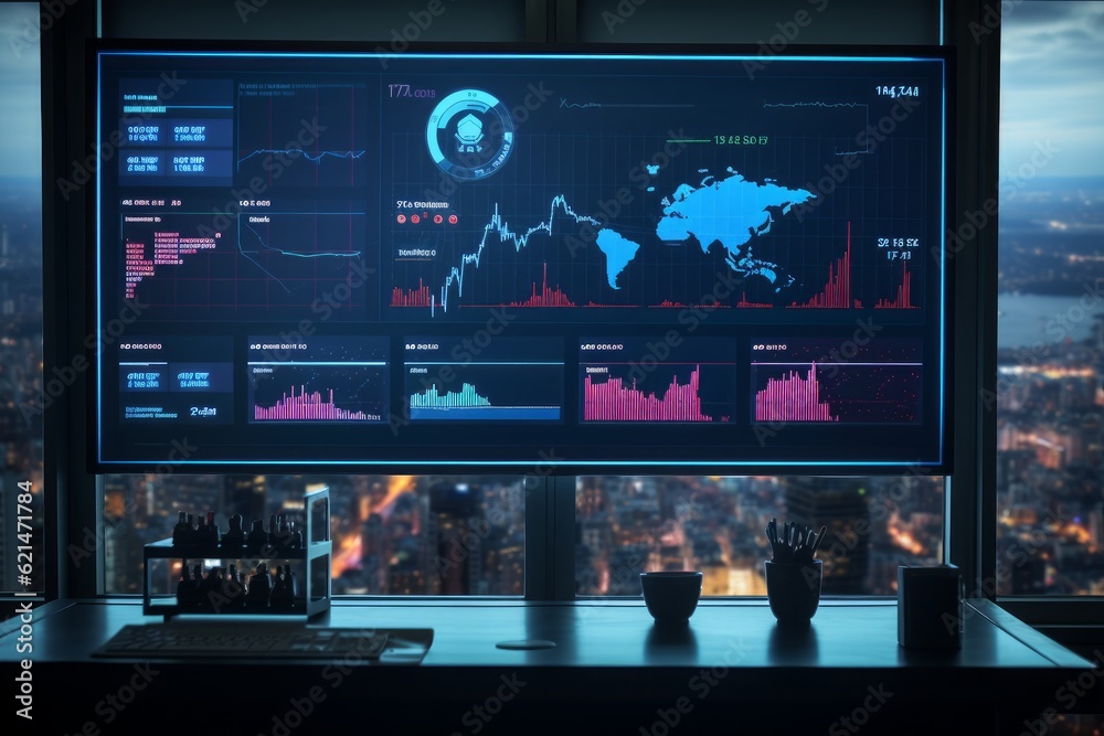 AI-powered analytics system displayed on a futuristic screen ...