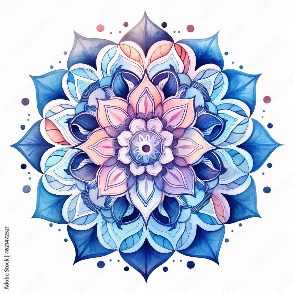 Gorgeous mandala floral pattern, watercolor oriental design element ...
