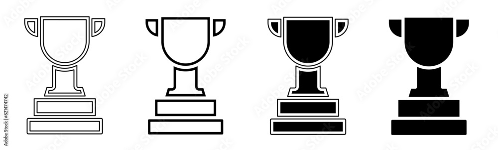 Black and white illustration of a trophy. Trophy icon collection with ...