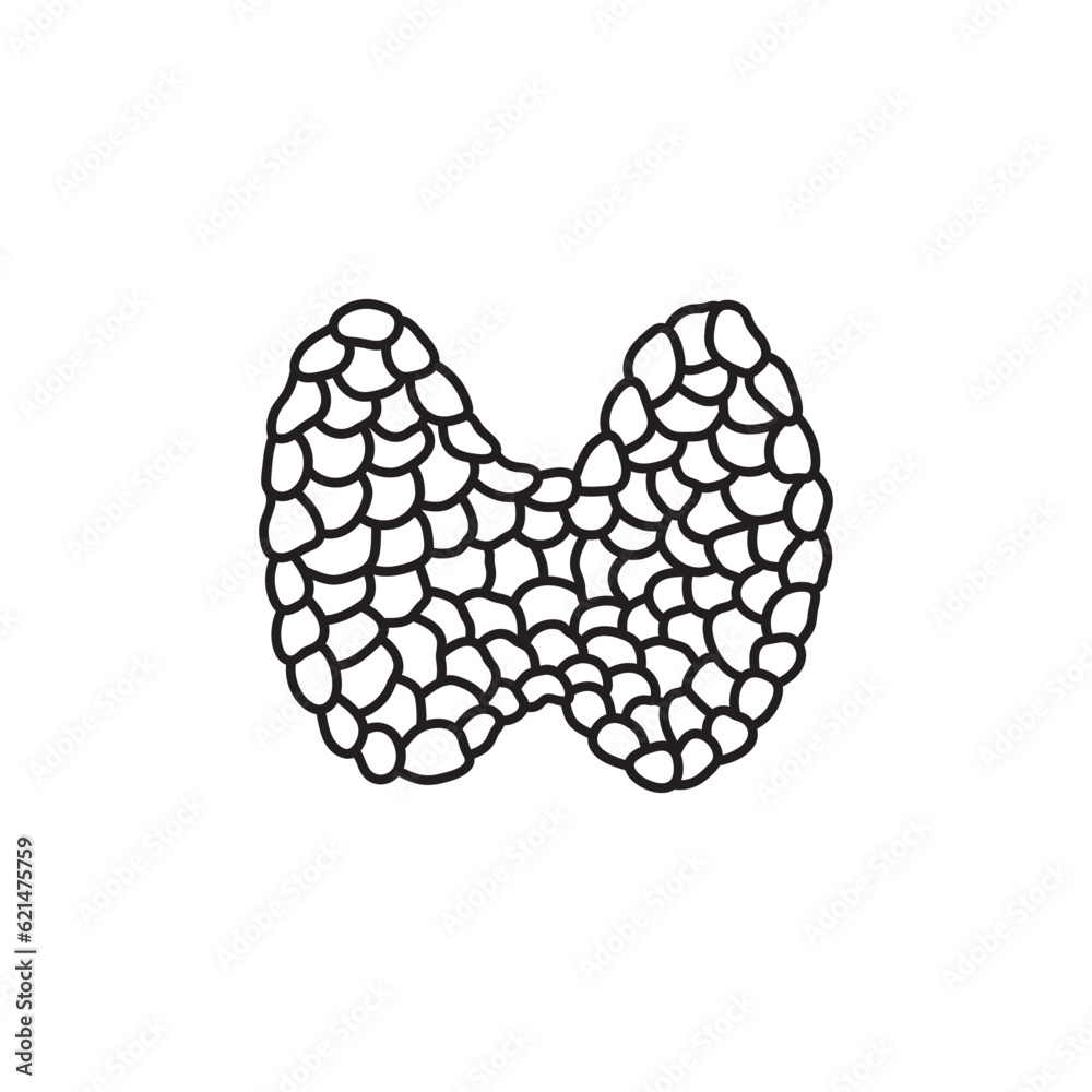 Hand drawn Kids drawing Cartoon Vector illustration thyroid icon ...
