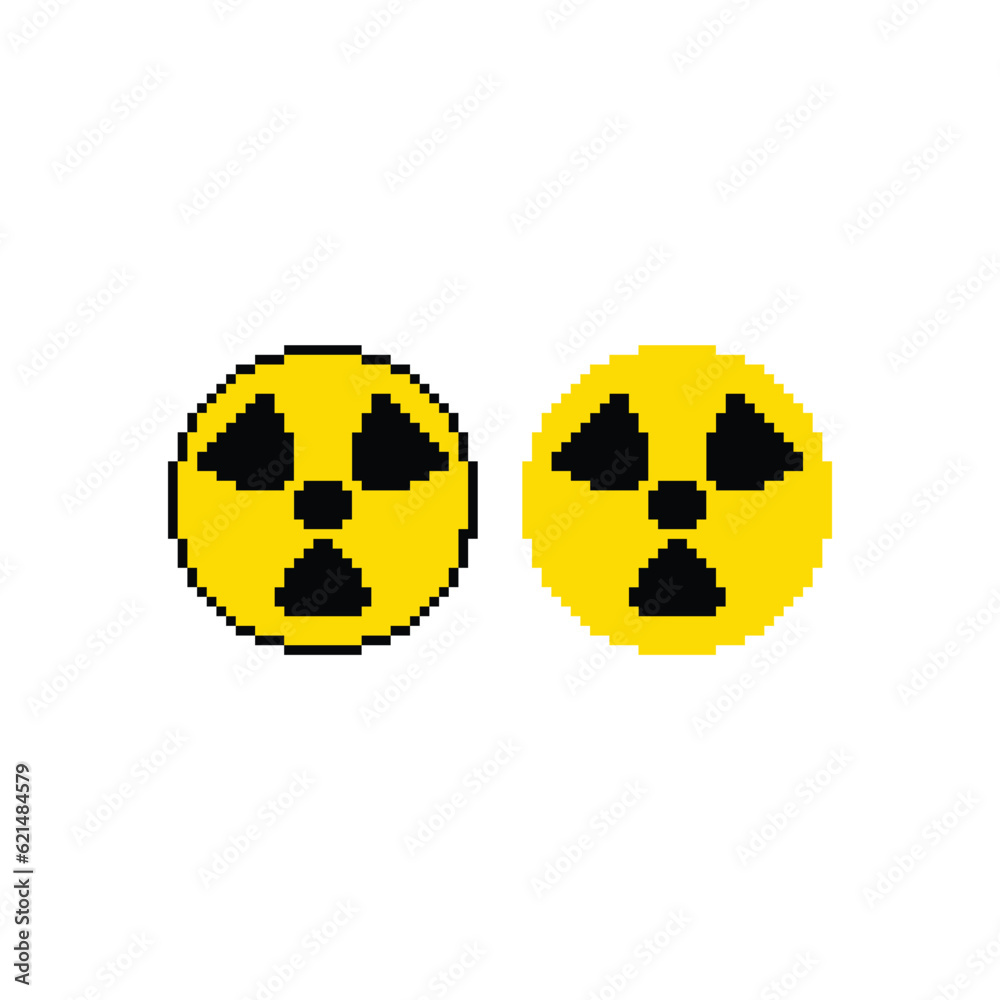 Vetor de dangerous icon vector Radiation icon 8 bit, pixel art icon for ...
