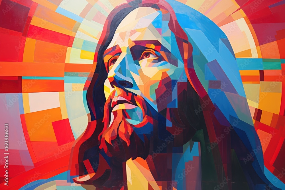 Jesus Christ. Abstract colorful background. Digital painting. Vector ...