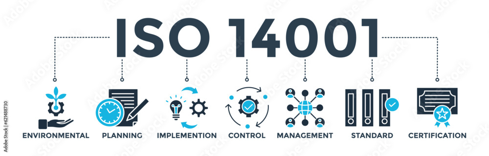 ISO 14001 banner web icon vector illustration concept with icon of ...